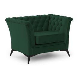 CHESTERFIELD-SESSEL Whitby Flaschengr&uuml;n Samt mit schwarzen F&uuml;&szlig;en