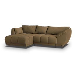 ECKSOFA VESTANO L-S Orange Boucle-Stoff mit Schlaffunktion
