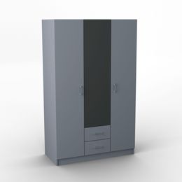 DREHT&Uuml;RENSCHRANK PINELLO 120/195/55cm 2-t&uuml;rig mit Spiegel Graphitfarben