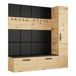 GARDEROBENSCHRANK MODULO 201,2/204/40 cm Modern Garderobe-Set Eiche Artisan