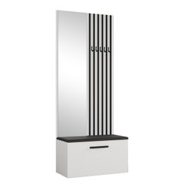 GARDEROBENSCHRANK MODULO 80,6/204/40 cm Modern Garderobe-Set Wei&szlig;