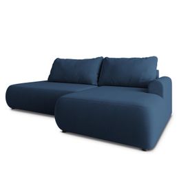 ECKSOFA NUVIRA CL R-S Blau Samtstoff mit Schlaffunktion
