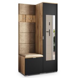 GARDEROBENSCHRANK VIRA 95/181/51 cm Modern Garderobe-Set Eiche Wotan
