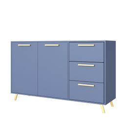 KOMMODE ELISE 140/86/41cm mit 3 Schubladen 2 T&uuml;ren Blau