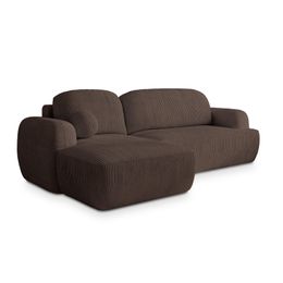 ECKSOFA MODENZA P L-S Braun Kordstoff mit Schlaffunktion