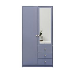 DREHT&Uuml;RENSCHRANK GALIO 100/200/57,5 cm 2-t&uuml;rig mit Spiegel Blau