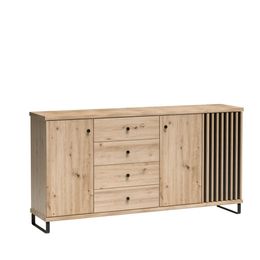 KOMMODE ALMERIA 182,7/85,4/40,6cm mit 4 Schubladen 2 T&uuml;ren Eiche Artisan