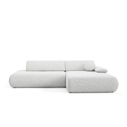 ECKSOFA DELTA R-S Hellgrau Geflochtener Stoff mit Schlaffunktion