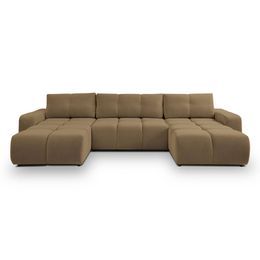 WOHNLANDSCHAFT DUCA U Beige Jersey mit Schlaffunktion