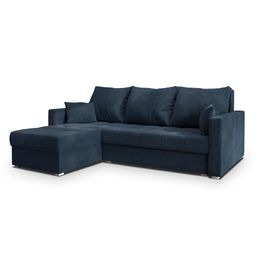 ECKSOFA NIDA Blau Geflochtener Stoff mit Schlaffunktion