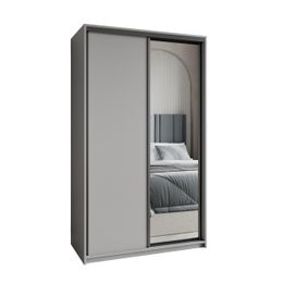SCHWEBET&Uuml;RENSCHRANK TAVI 120/205/60 cm 2-t&uuml;rig mit Spiegel Graphitfarben