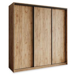 SCHWEBET&Uuml;RENSCHRANK NISSE 180/205/60 cm 3-t&uuml;rig mit Schubladen Craft Eiche Gold