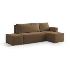 ECKSOFA VELOTTI R-S Orange Boucle-Stoff mit Schlaffunktion
