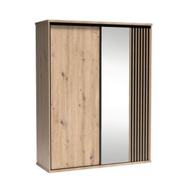 SCHWEBET&Uuml;RENSCHRANK ALMERIA 179/216/60,2 cm -t&uuml;rig mit Spiegel Eiche Artisan