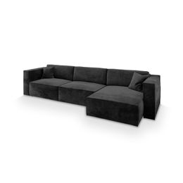 ECKSOFA TOLMO M Schwarz Velours-Stoff mit Schlaffunktion