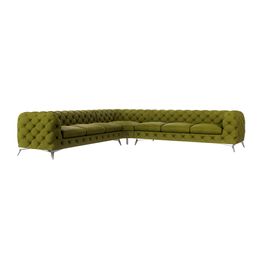 ECKSOFA Chesterfield Laura Olive Samt