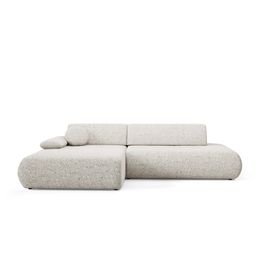 ECKSOFA DELTA L-S Beige Geflochtener Stoff mit Schlaffunktion