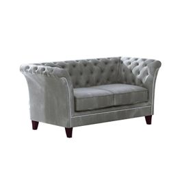 CHESTERFIELD-SOFA 2-Sitzer Fusion Grau Samt