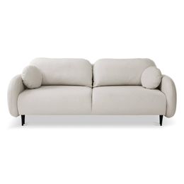 BETTSOFA AGIO Beige Pl&uuml;sch-Stoff mit Schlaffunktion