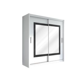 SCHWEBET&Uuml;RENSCHRANK KENNEN 203/215/61 cm 2-t&uuml;rig mit Spiegel Wei&szlig;