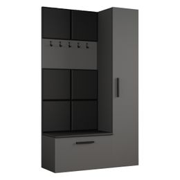 GARDEROBENSCHRANK MODULO 120,6/204/40 cm Modern Garderobe-Set Grau