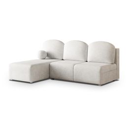 ECKSOFA TRAMA Creme Geflochtener Stoff mit Schlaffunktion
