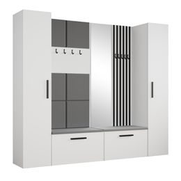 GARDEROBENSCHRANK MODULO 241,2/204/40 cm Modern Garderobe-Set Wei&szlig;