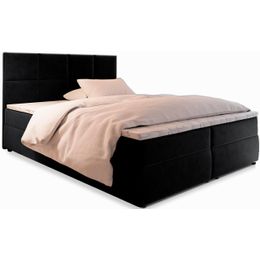 BOXBETT LENA 140x200 cm mit Matratze und Topper - Schwarz