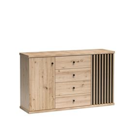 KOMMODE ALMERIA 142,1/85,4/40,6cm mit 4 Schubladen 1 T&uuml;ren Eiche Artisan