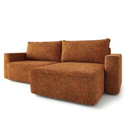 ECKSOFA BELISE BL Orange Chenille mit Schlaffunktion