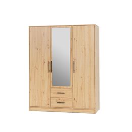 DREHT&Uuml;RENSCHRANK VANO 150/190/56cm 3-t&uuml;rig mit Spiegel Eiche Artisan