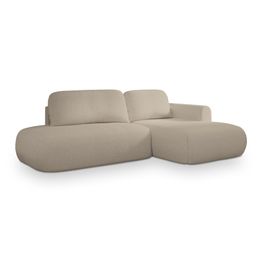 ECKSOFA NUVIRA R-S Beige Boucle-Stoff mit Schlaffunktion