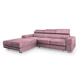 ECKSOFA NOTO L-S Lila Velours-Stoff mit Schlaffunktion