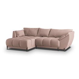 ECKSOFA VESTANO L-S Rosa Velours-Stoff mit Schlaffunktion