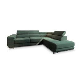 ECKSOFA APIRO R-S Gr&uuml;n Kordstoff mit Schlaffunktion