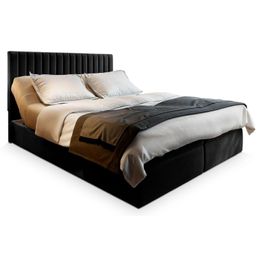 BOXBETT MURLO 160x200 cm mit Matratze und Topper - Schwarz