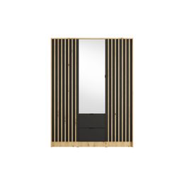 DREHT&Uuml;RENSCHRANK SATREN 150,8/200,5/54,5cm 3-t&uuml;rig mit Spiegel Eiche Artisan