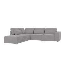 ECKSOFA modularer Leox Hellgrau Samt-Stoff