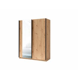 SCHWEBET&Uuml;RENSCHRANK ELRON 180,6/198,5/62cm 2-t&uuml;rig mit Spiegel Eiche Artisan