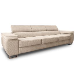 BETTSOFA MOSINE Creme Kordstoff mit Schlaffunktion