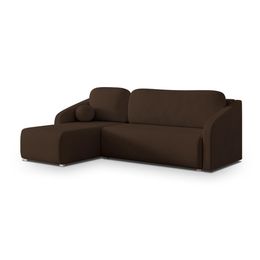 ECKSOFA MARELLO Braun Geflochtener Stoff mit Schlaffunktion