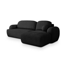 ECKSOFA MODENZA N R-S Schwarz Boucle-Stoff mit Schlaffunktion
