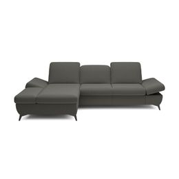 ECKSOFA FELICE L-S Grau Geflochtener Stoff mit Schlaffunktion