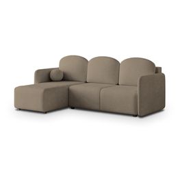 ECKSOFA SUVINO Braun Geflochtener Stoff mit Schlaffunktion