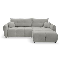 ECKSOFA MODA E Grau Geflochtener Stoff mit Schlaffunktion