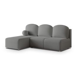 ECKSOFA TRAMA Grau Boucle-Stoff mit Schlaffunktion