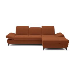 ECKSOFA FELICE R-S Orange Geflochtener Stoff mit Schlaffunktion