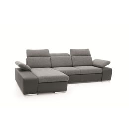 ECKSOFA TRENTO Grau Geflochtener Stoff mit Schlaffunktion