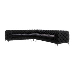 ECKSOFA Chesterfield Laura Schwarz Samt