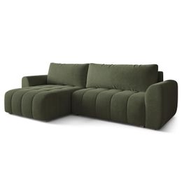 ECKSOFA MODARO CL Olivgr&uuml;n Samtstoff mit Schlaffunktion